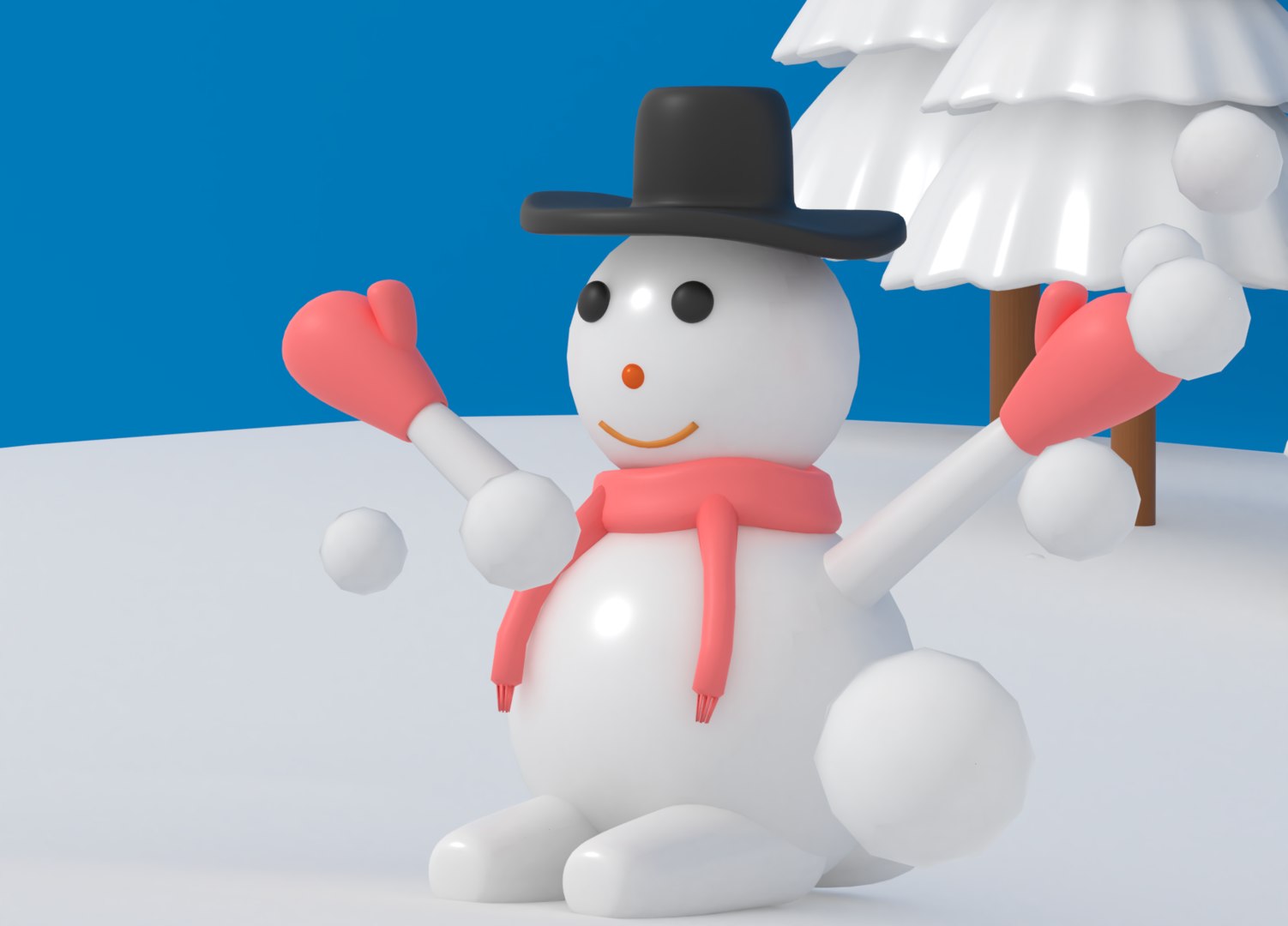 3D cartoon snowman - TurboSquid 1626361