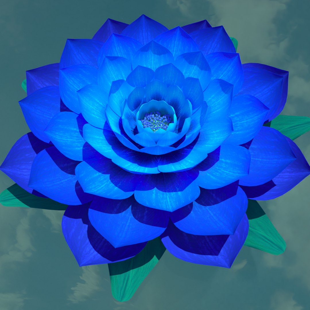 3D rigged blue flower model - TurboSquid 1627109