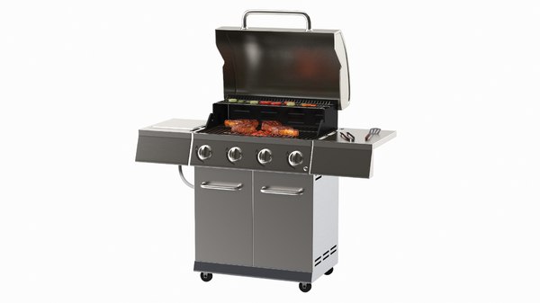 Gas grill meat vegetables 3D - TurboSquid 1627707