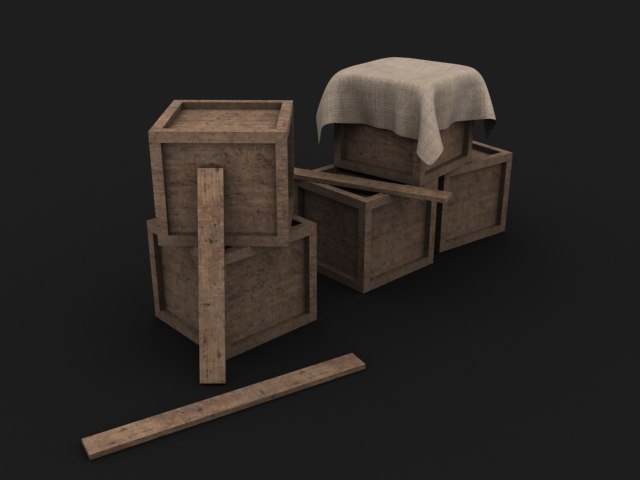 3D simple wooden boxes boards model - TurboSquid 1630551