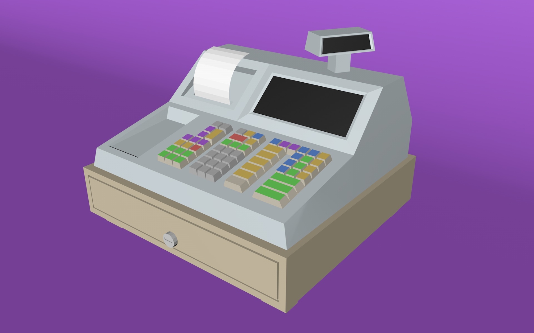 3D low-poly cash register model - TurboSquid 1631080