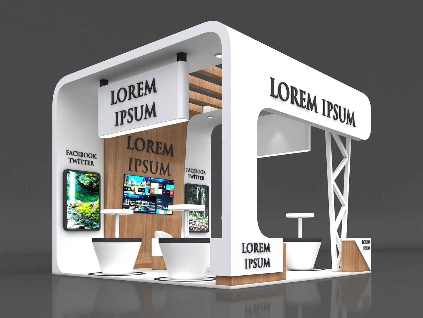 modelo 3d Stand de exposición Puesto de stand 6x6m Altura 500cm 3 ...