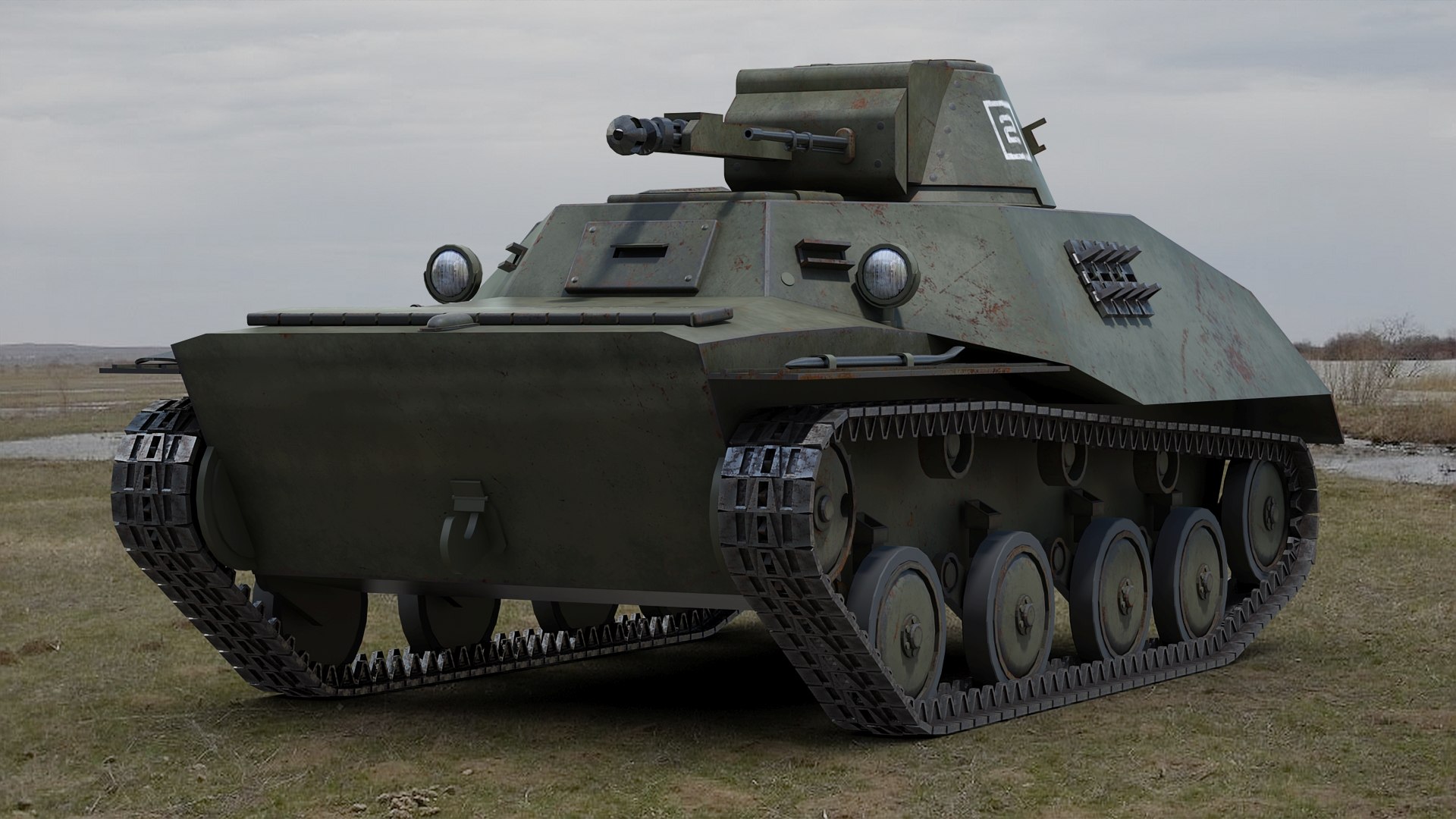 3D ww2 amphibious t40 tank track model - TurboSquid 1632797