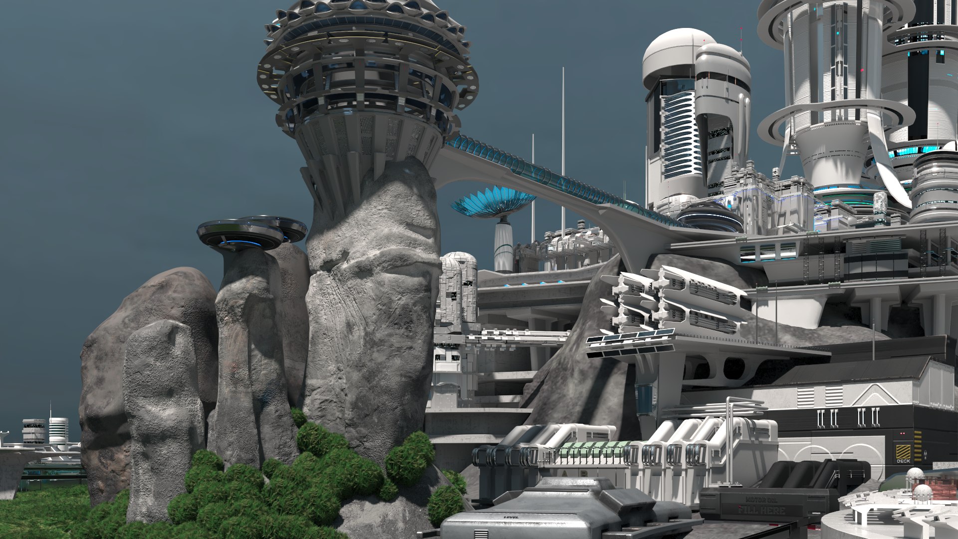 Sci-fi colony buildings structures 3D - TurboSquid 1633143