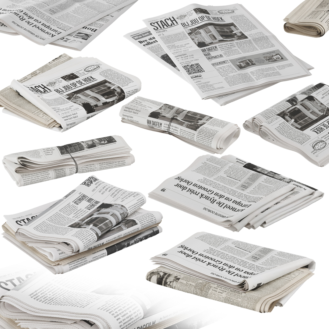 Folded Stack Newspaper Model Turbosquid 1558622