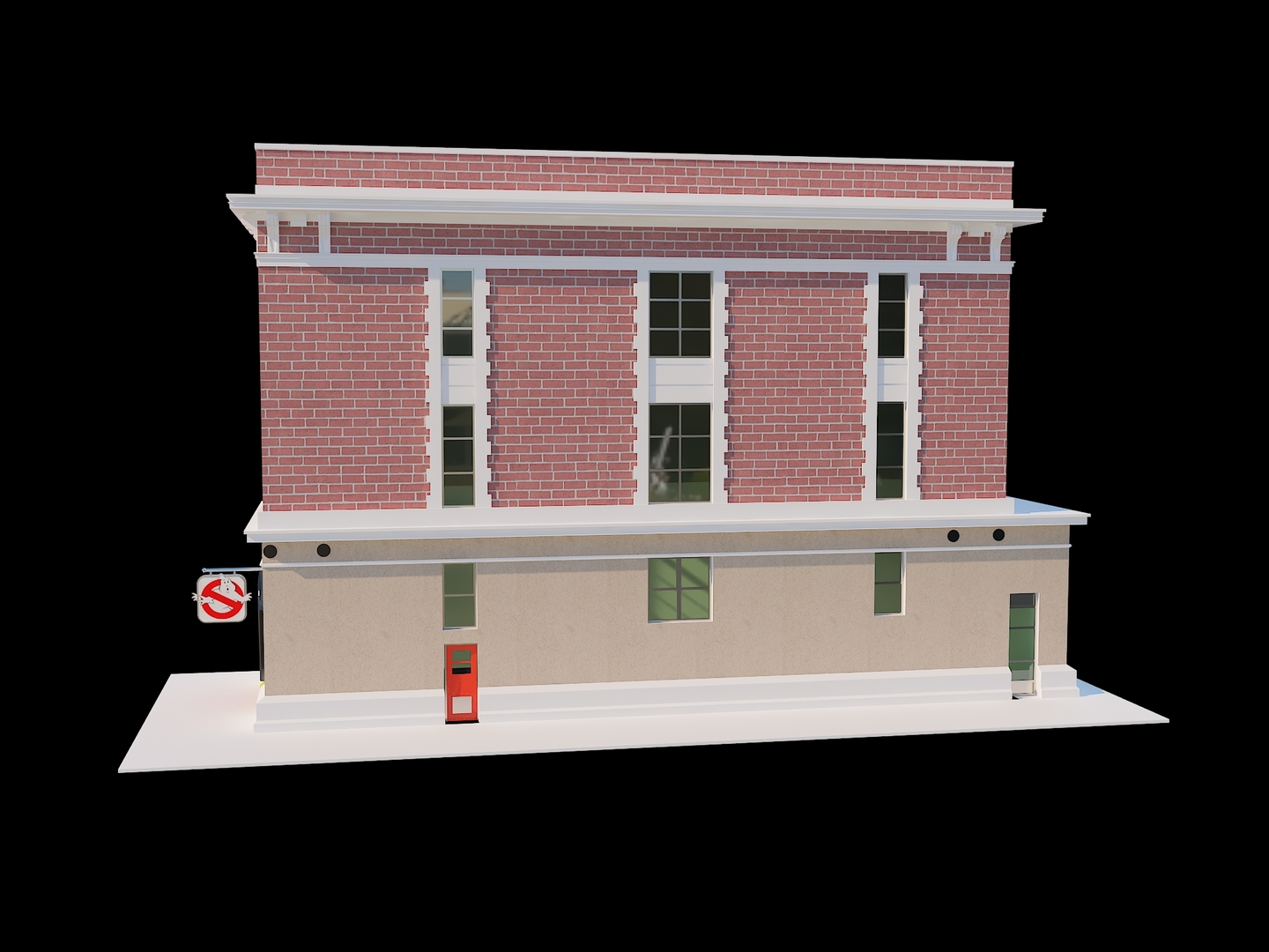 modèle 3D de Ghostbuster's Firestation Firehouse Exterior Low Poly ...