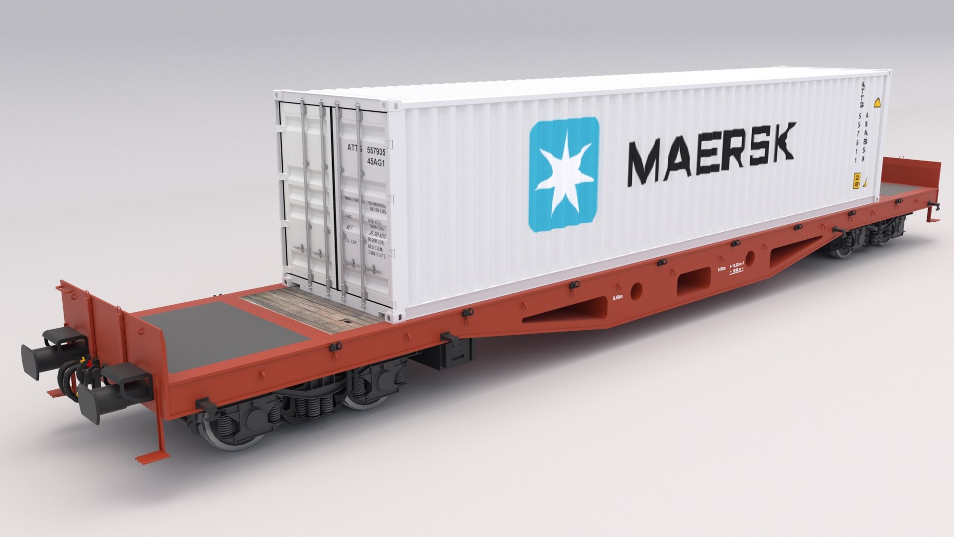 Flat rail car maersk 3D model - TurboSquid 1636578