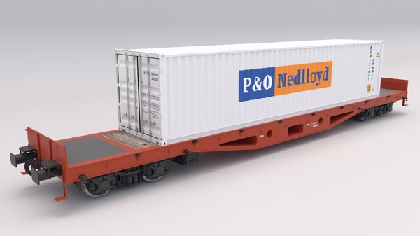 Flat rail car container 3D model - TurboSquid 1636588