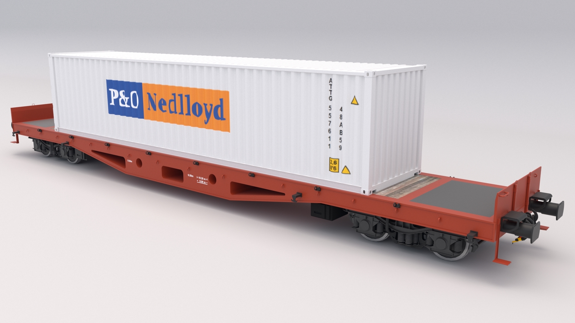 Flat rail car container 3D model - TurboSquid 1636588