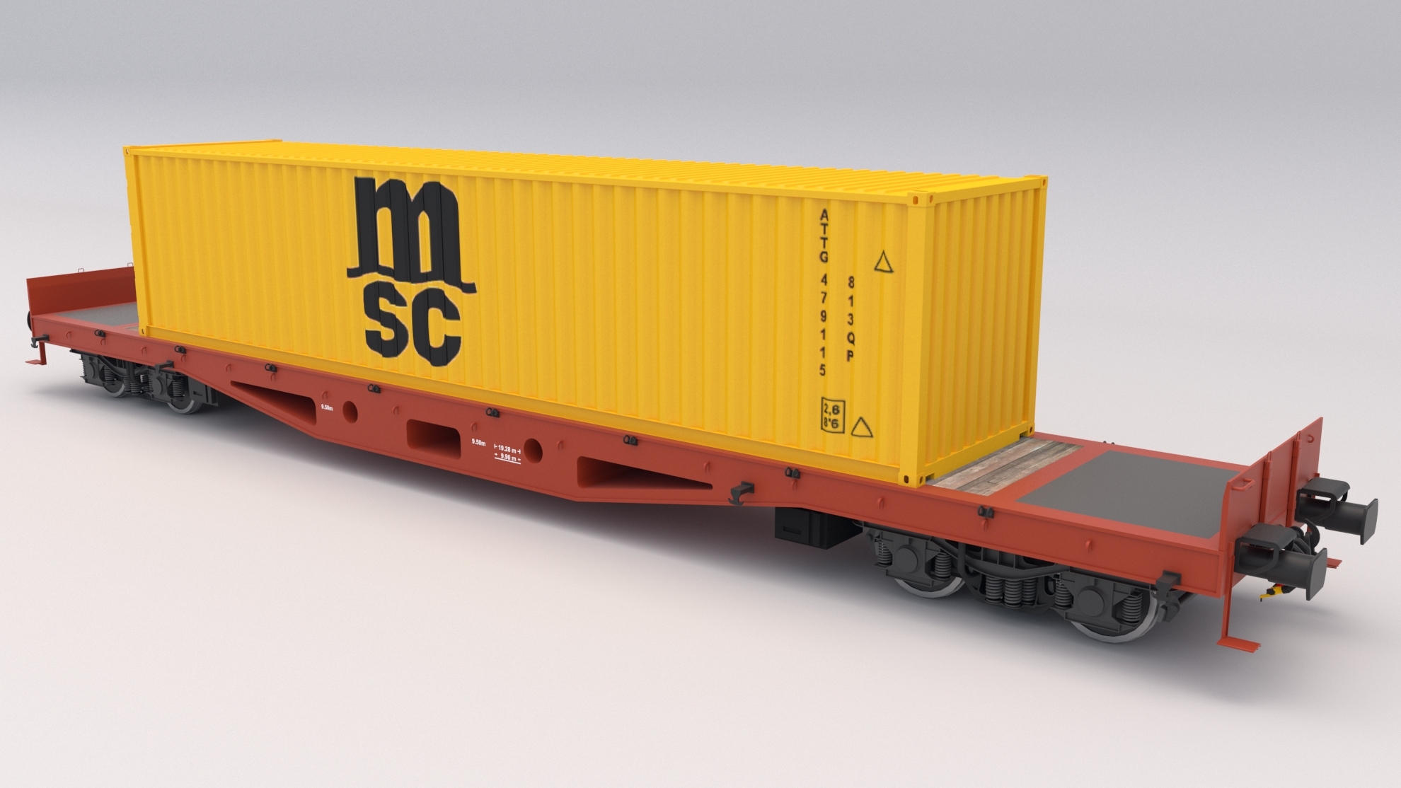 Flat rail car msc 3D - TurboSquid 1636591