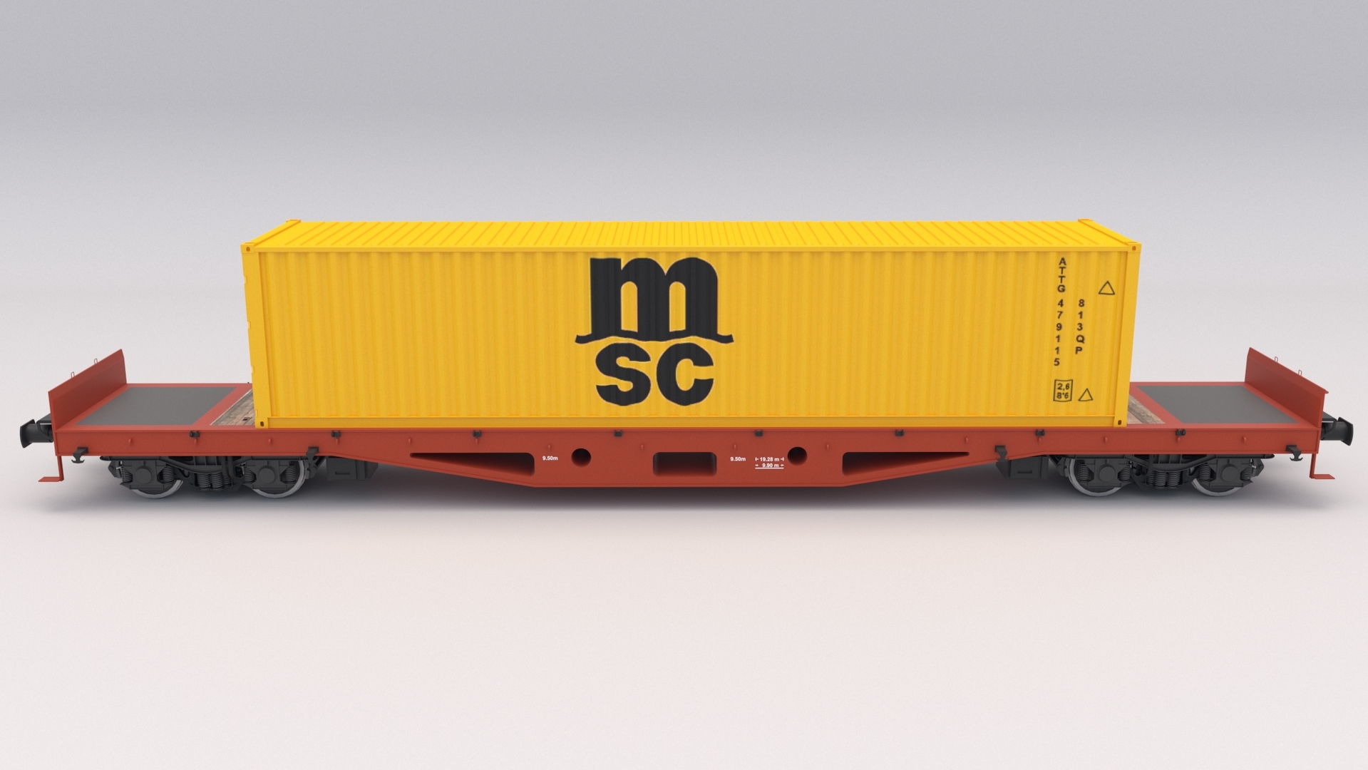 Flat rail car msc 3D - TurboSquid 1636591