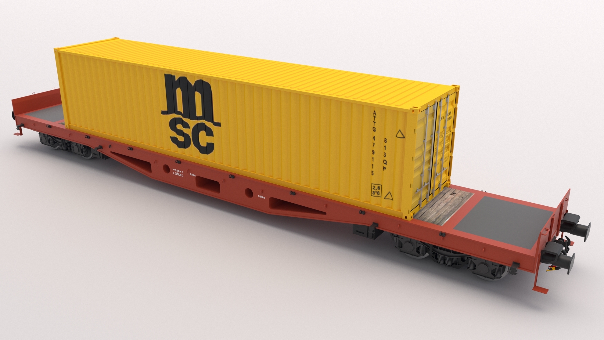 Flat rail car msc 3D - TurboSquid 1636591