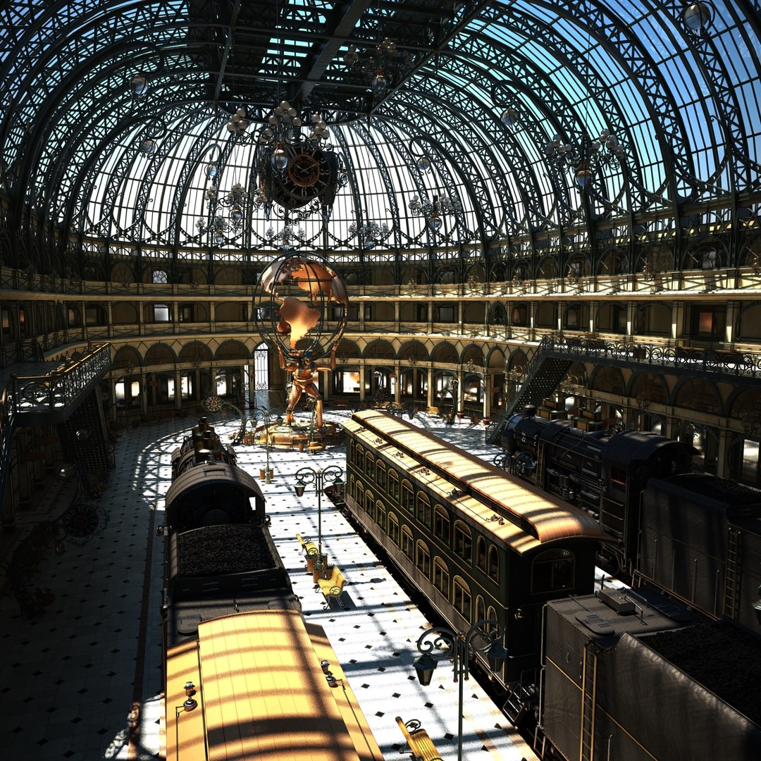 3D old train station interior model - TurboSquid 1636928