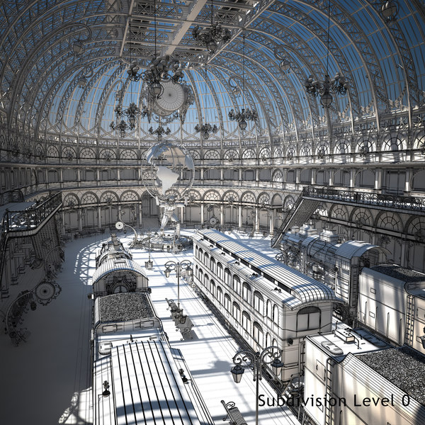 3D old train station interior model - TurboSquid 1636928