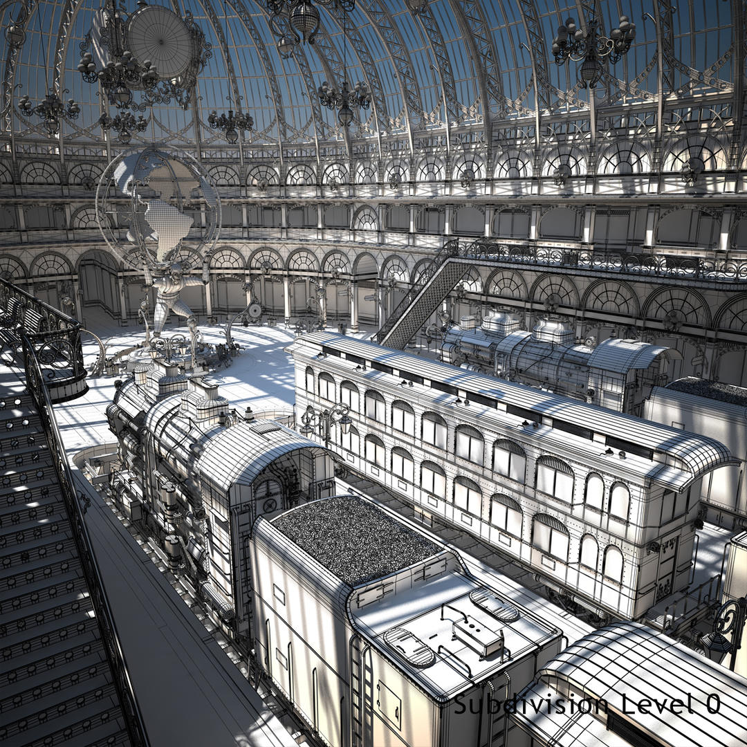 3D old train station interior model - TurboSquid 1636928