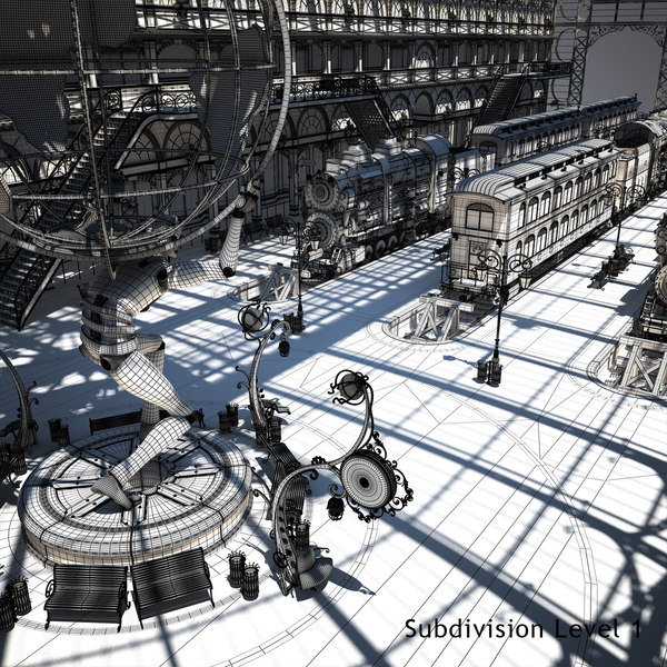 3D old train station interior model - TurboSquid 1636928