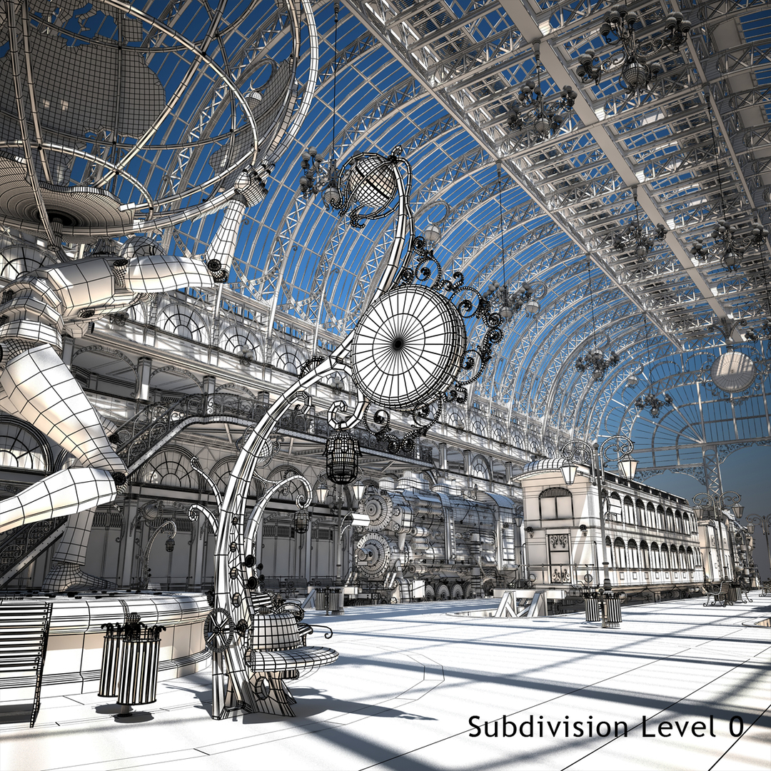 3D old train station interior model - TurboSquid 1636928