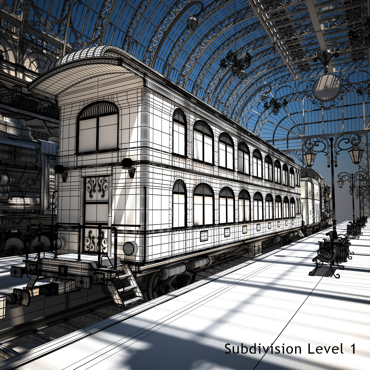3D old train station interior model - TurboSquid 1636928