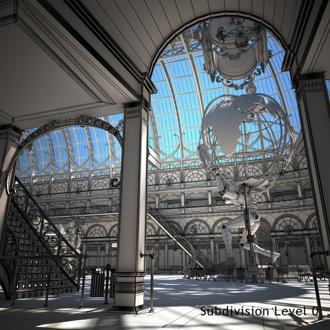 3D old train station interior model - TurboSquid 1636928