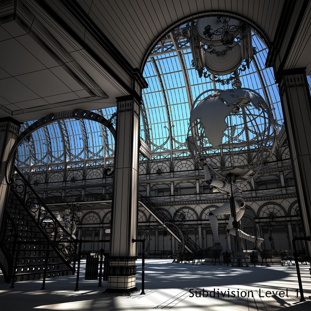3D old train station interior model - TurboSquid 1636928