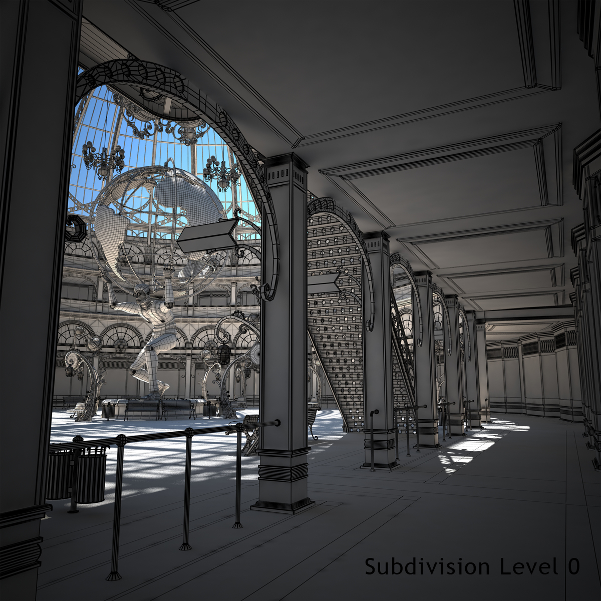 3D old train station interior model - TurboSquid 1636928