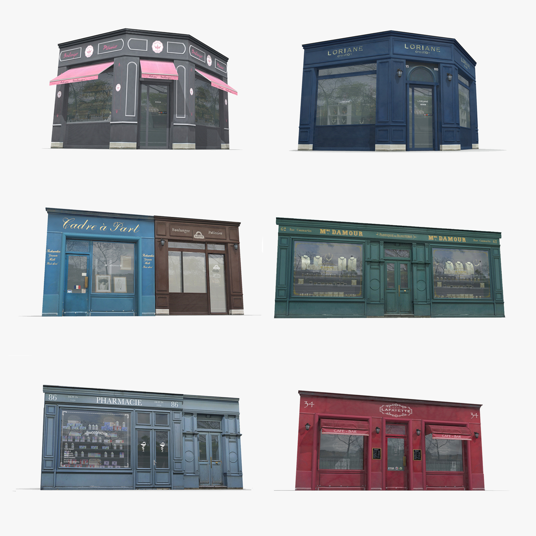 Store facades 3D model - TurboSquid 1639372