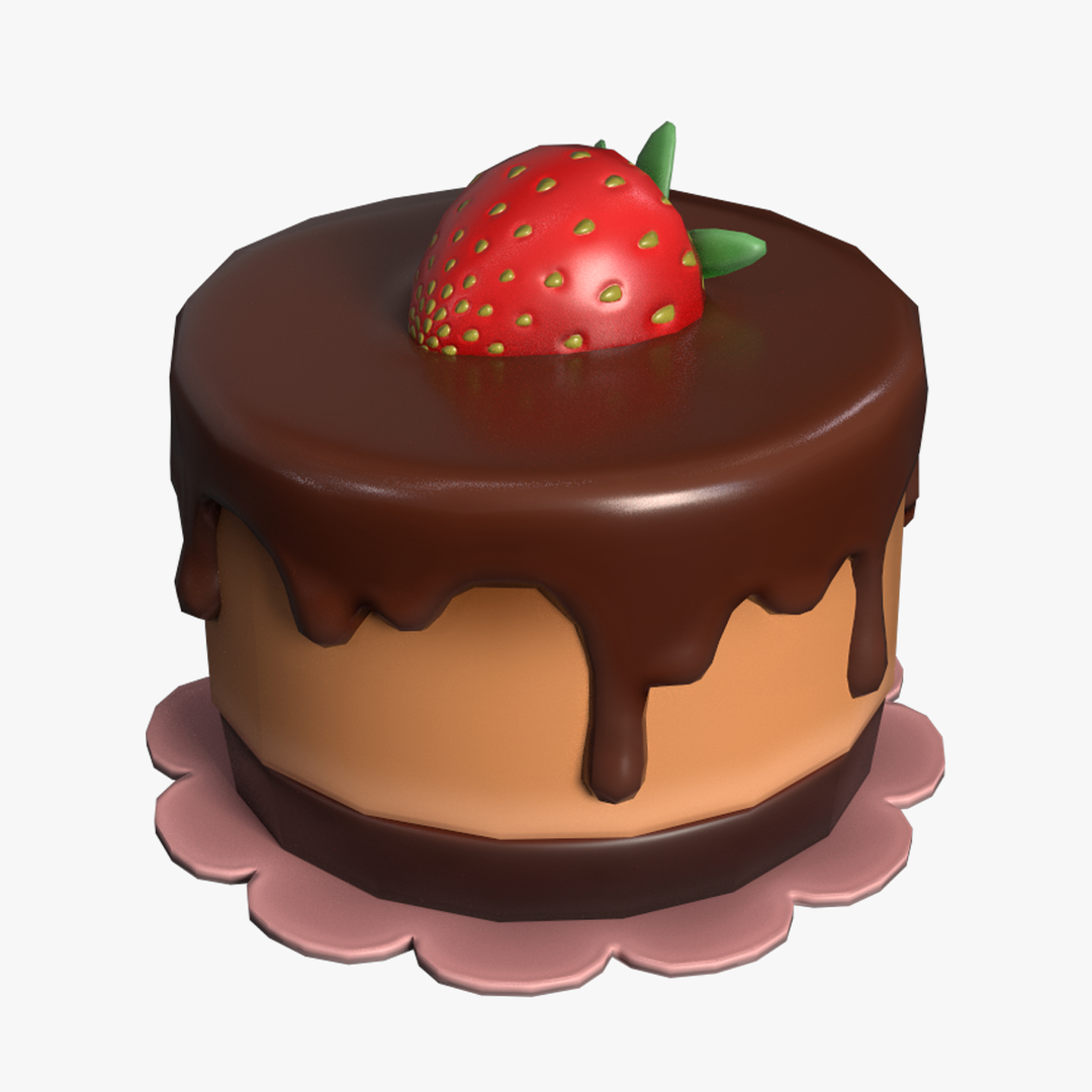 3D stylized strawberry cake model - TurboSquid 1639618