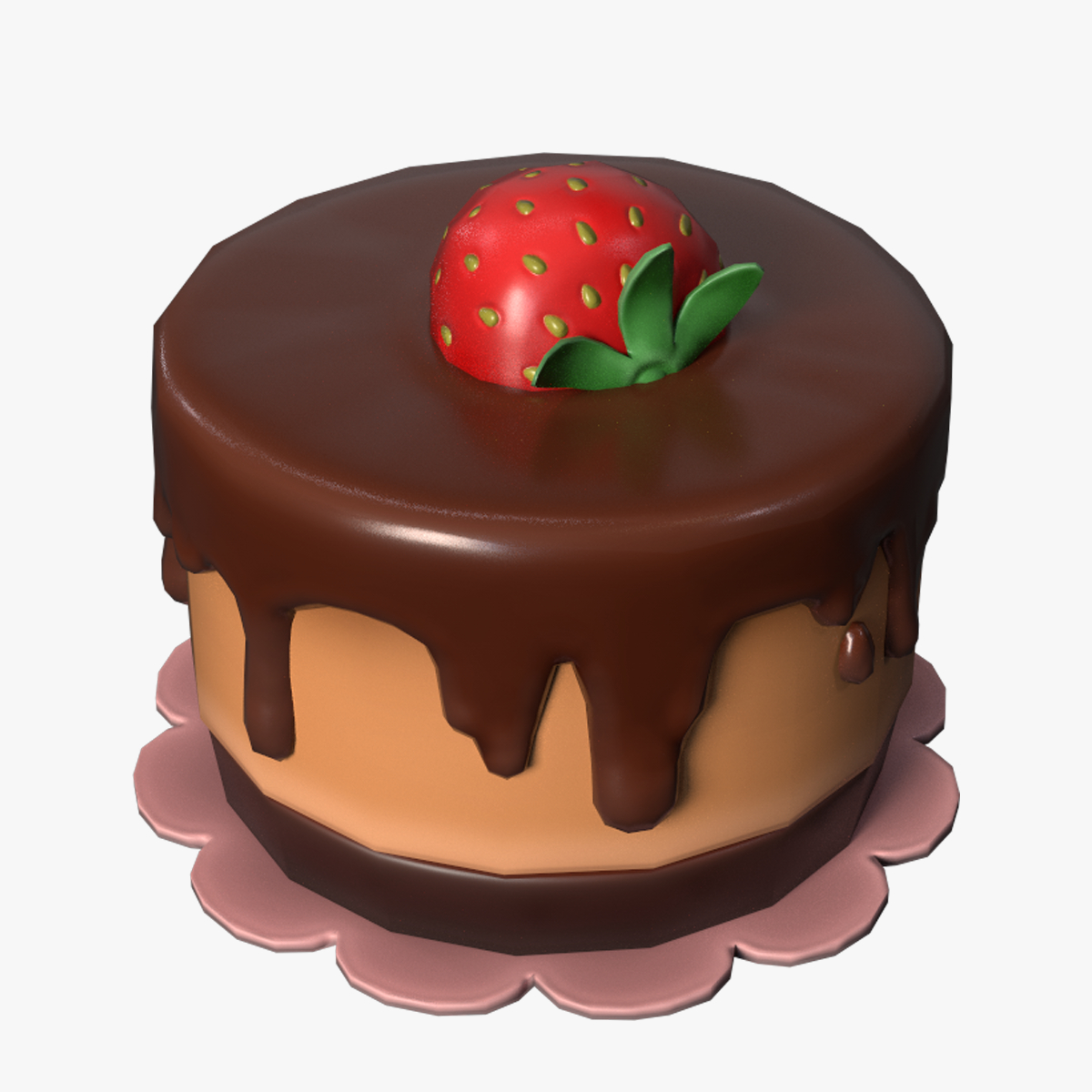 3D stylized strawberry cake model - TurboSquid 1639618
