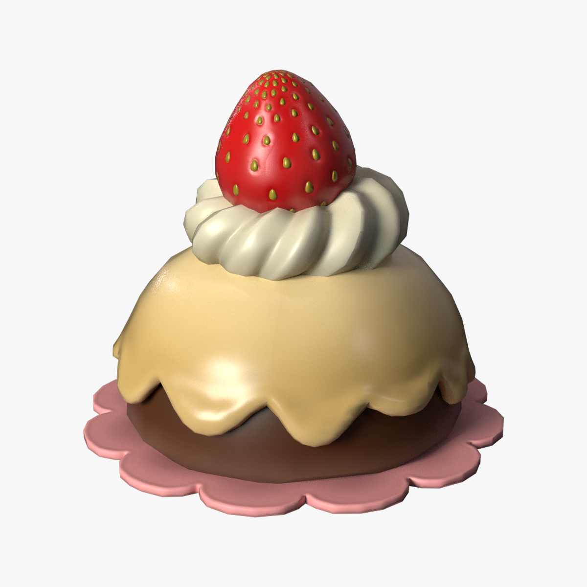 3D stylized strawberry cake model - TurboSquid 1639618