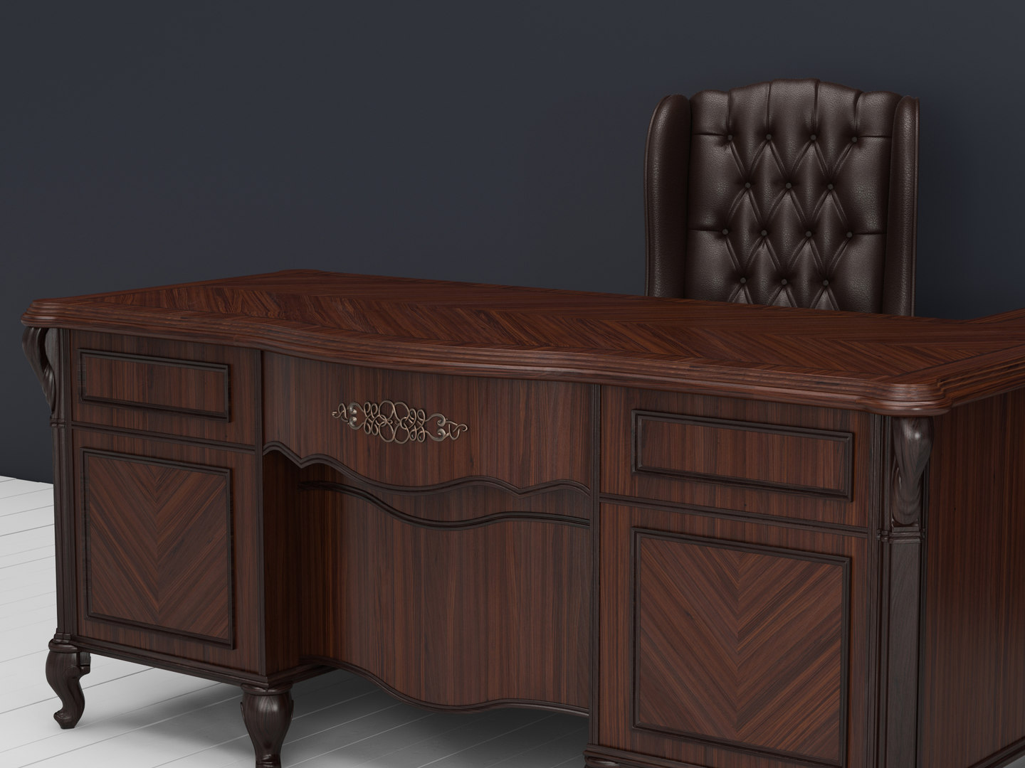 3D classic style office desks model - TurboSquid 1640001