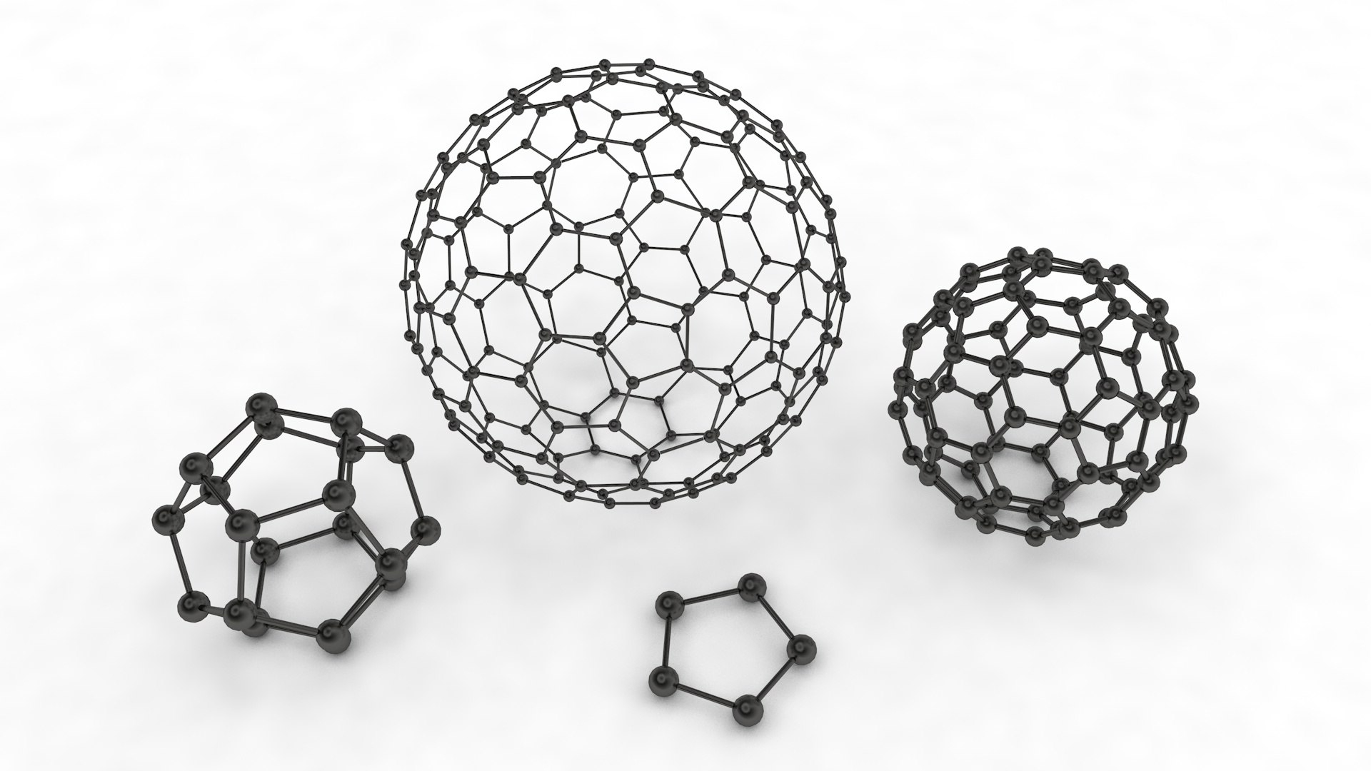 Set carbon molecules graphene model - TurboSquid 1641086