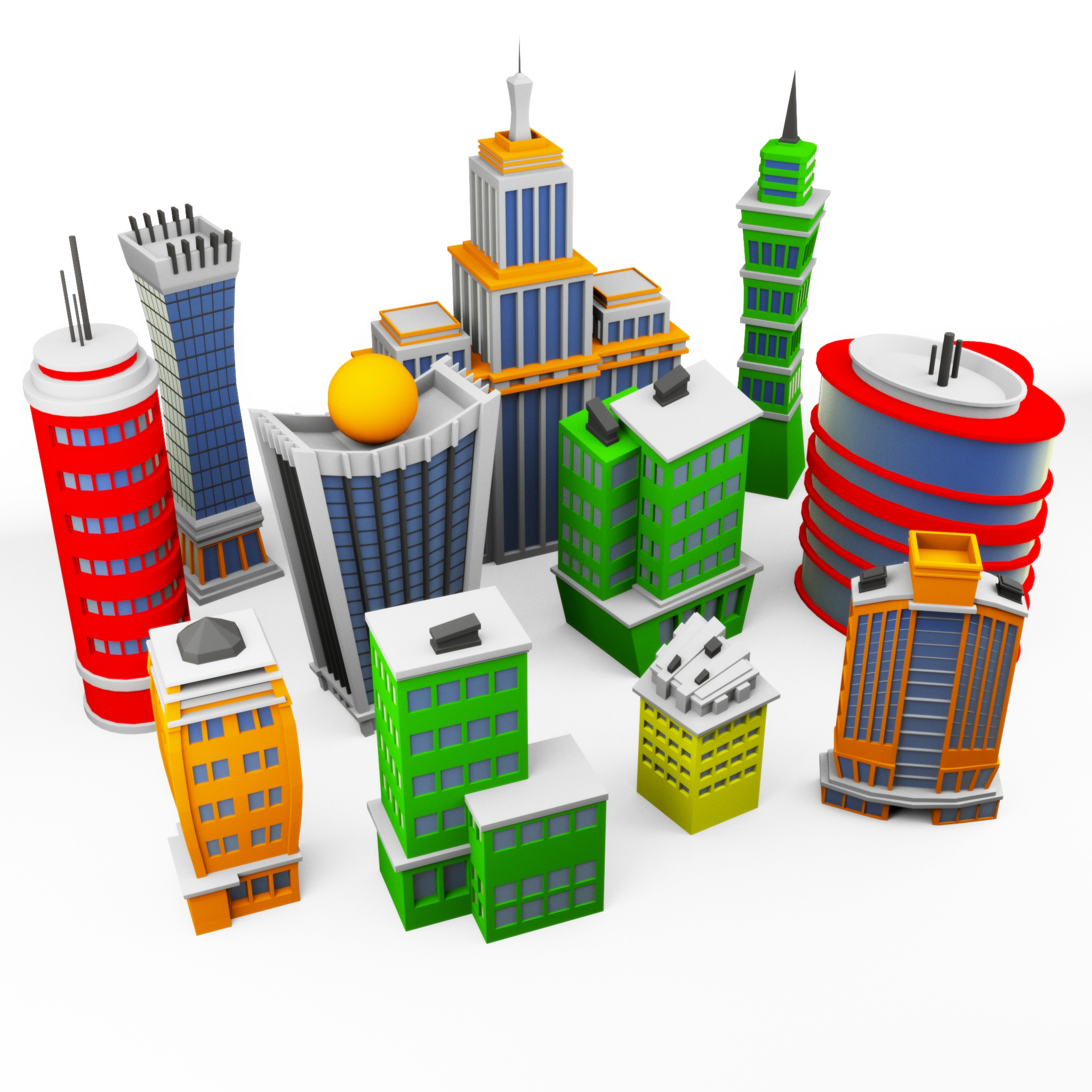Pack cartoon skyscrapers 3D model - TurboSquid 1641758