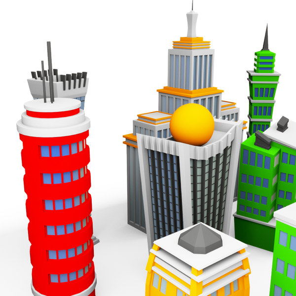 Pack cartoon skyscrapers 3D model - TurboSquid 1641758