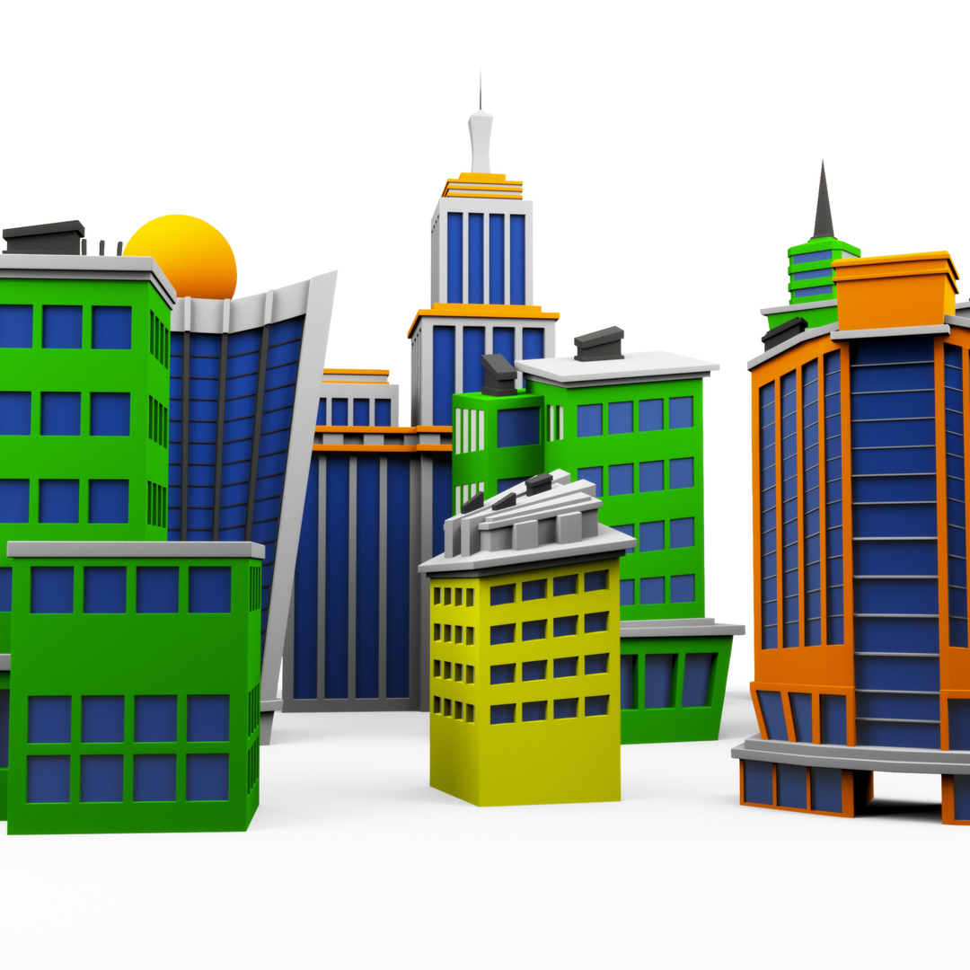 Pack cartoon skyscrapers 3D model - TurboSquid 1641758