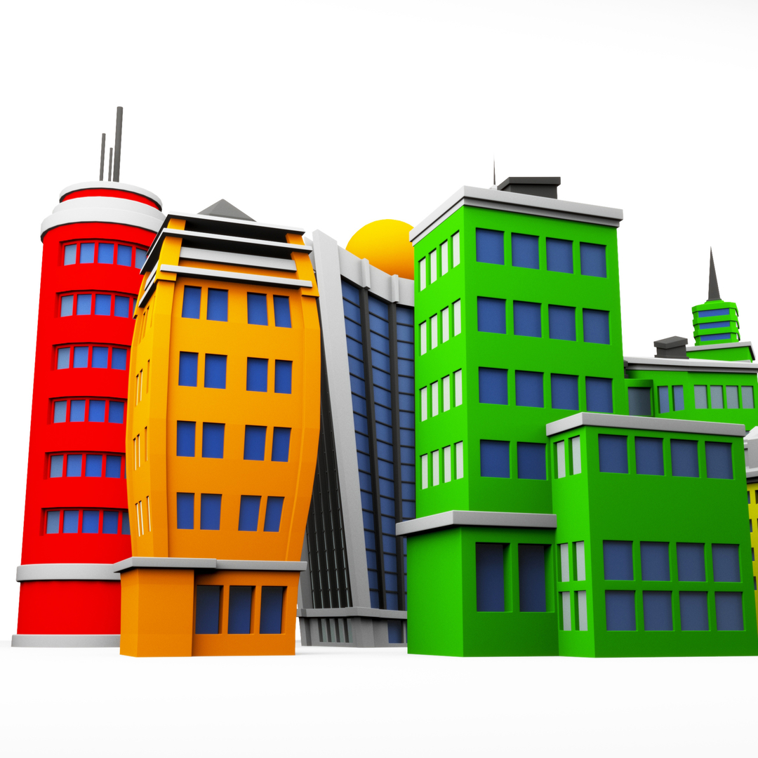 Pack cartoon skyscrapers 3D model - TurboSquid 1641758