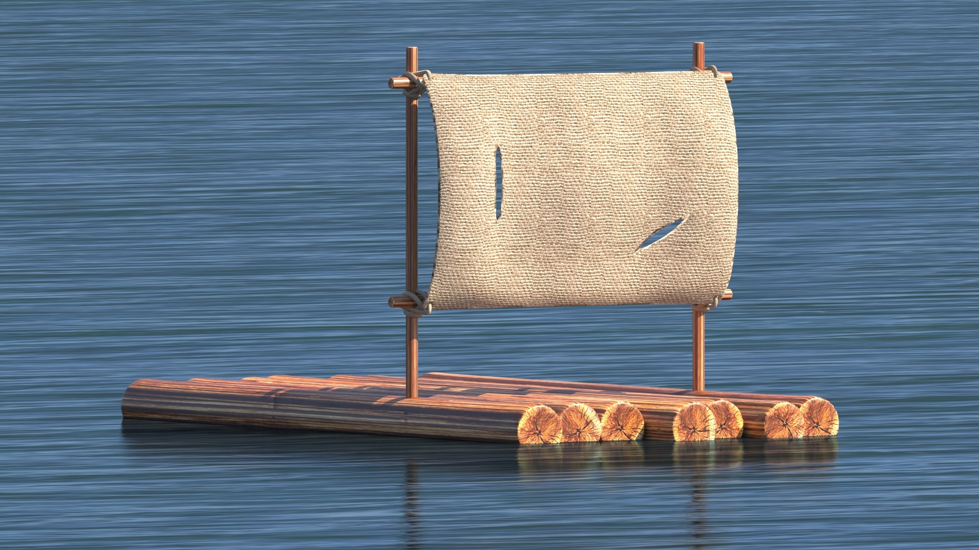 3D wooden raft - TurboSquid 1641940