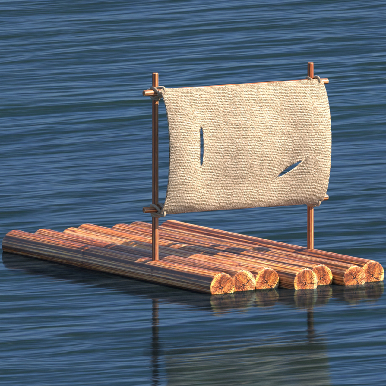 3D wooden raft - TurboSquid 1641940