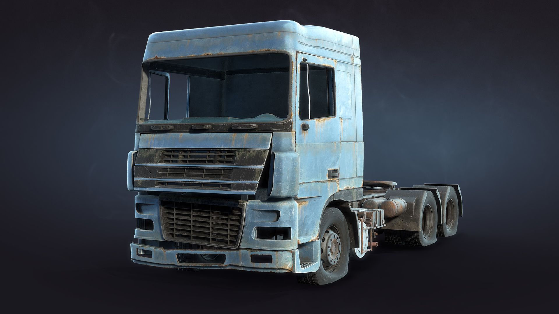 3D rusty semi-trailer truck cab - TurboSquid 1642999