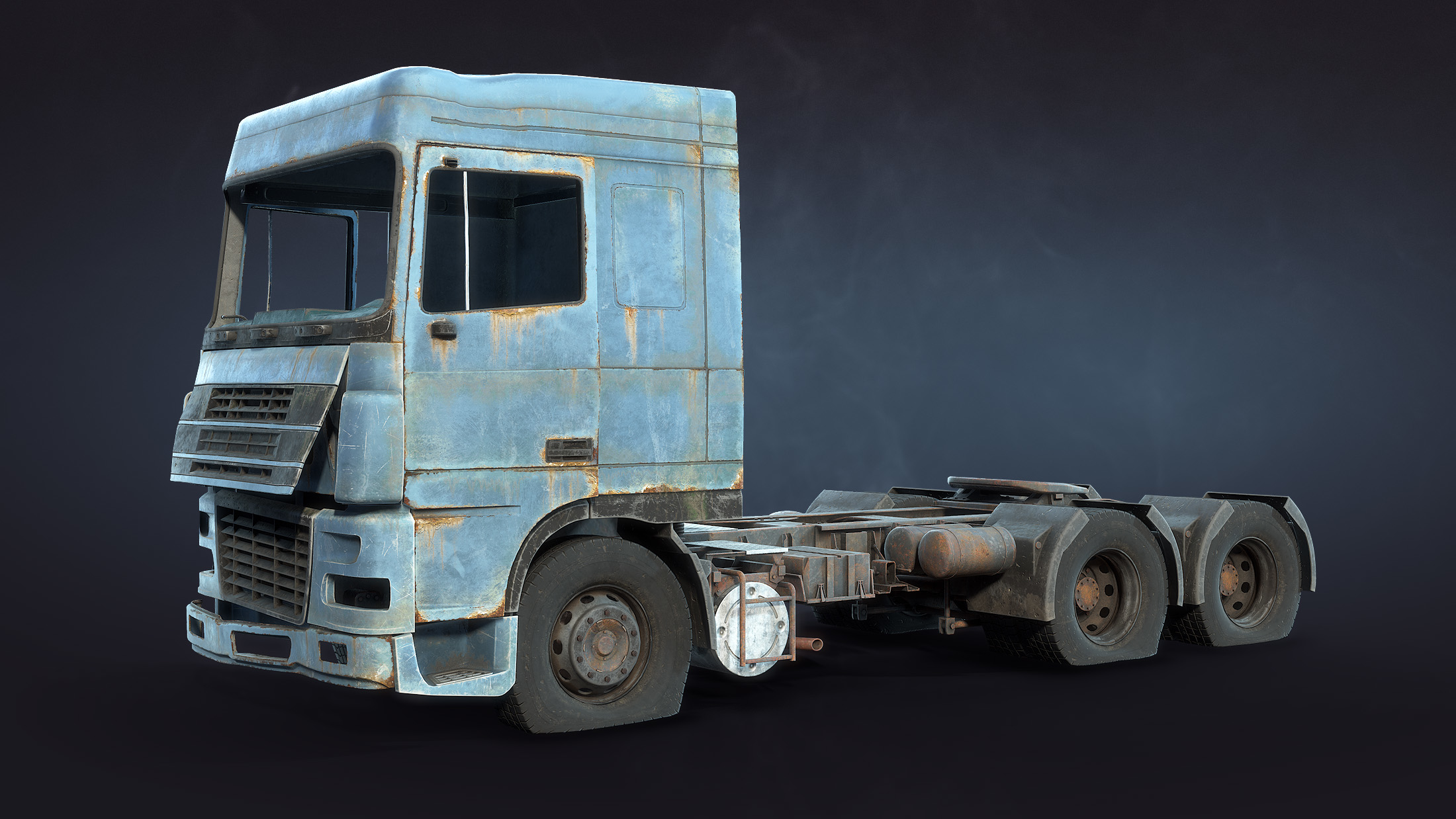 3D rusty semi-trailer truck cab - TurboSquid 1642999