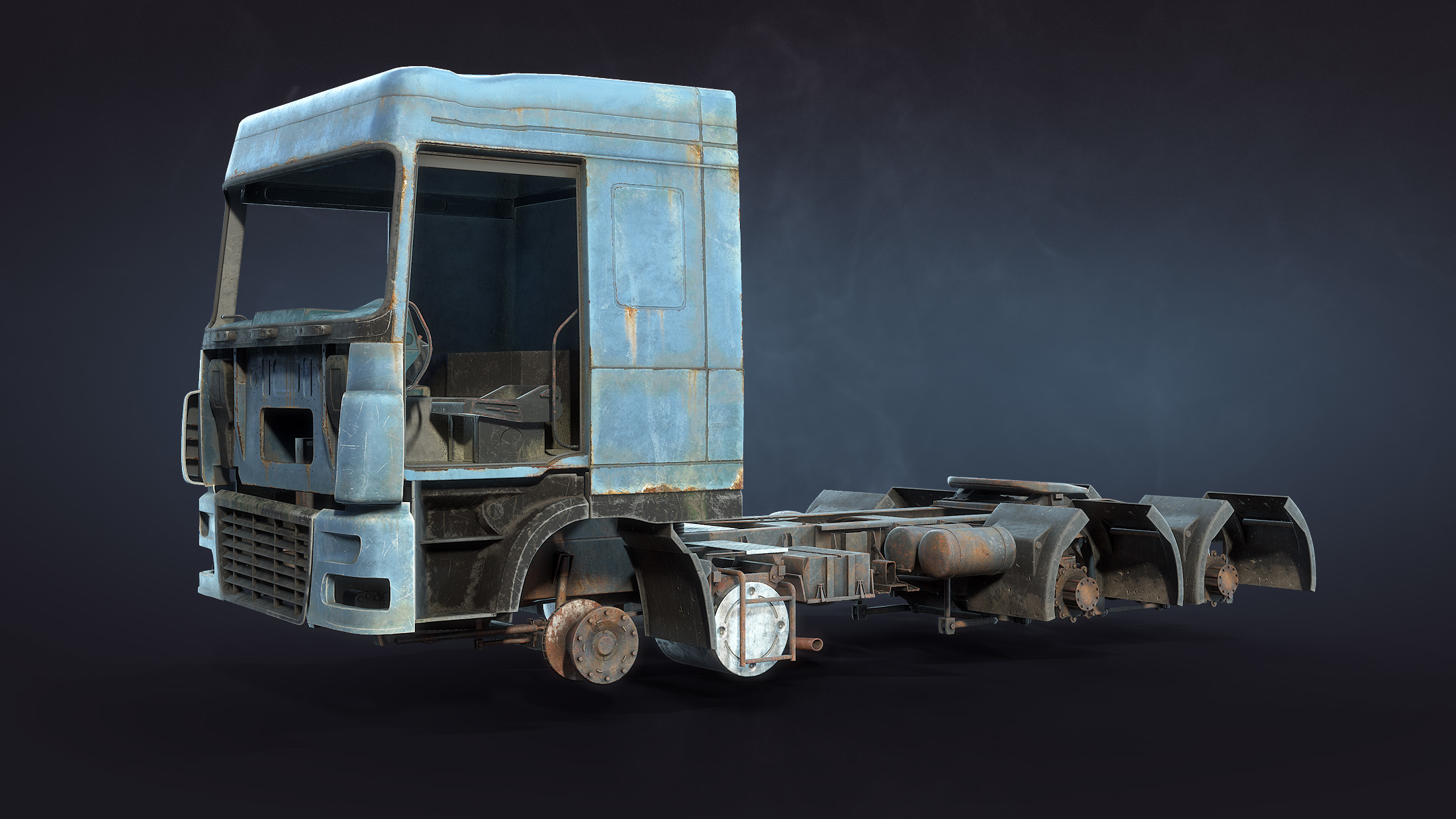 3D rusty semi-trailer truck cab - TurboSquid 1642999
