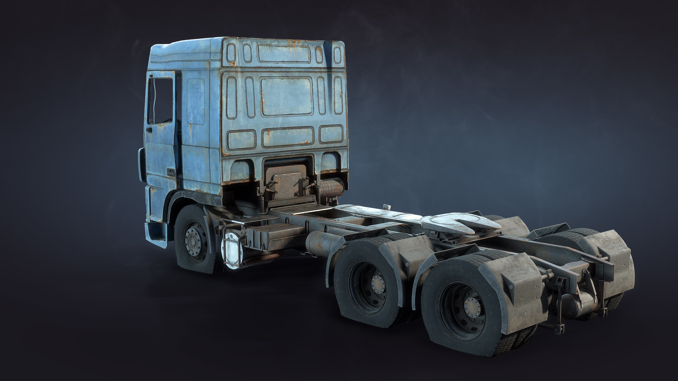 3D rusty semi-trailer truck cab - TurboSquid 1642999