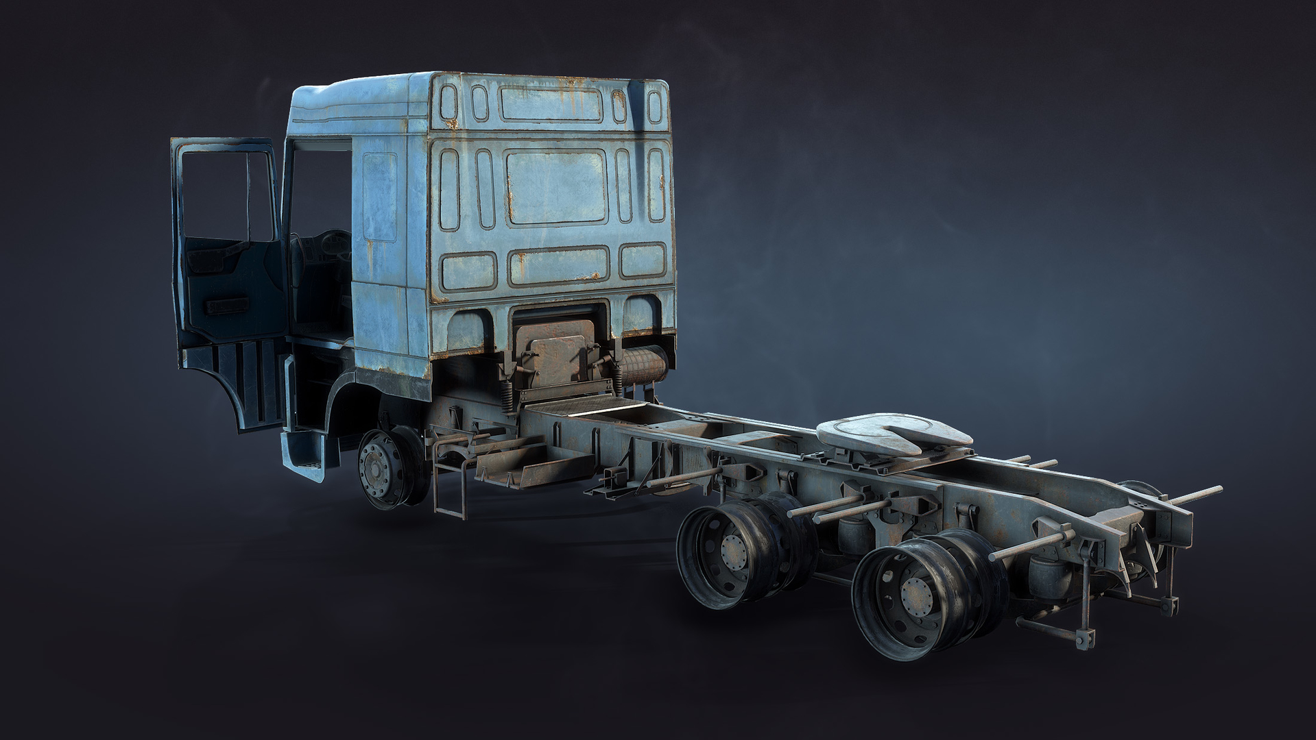 3D rusty semi-trailer truck cab - TurboSquid 1642999