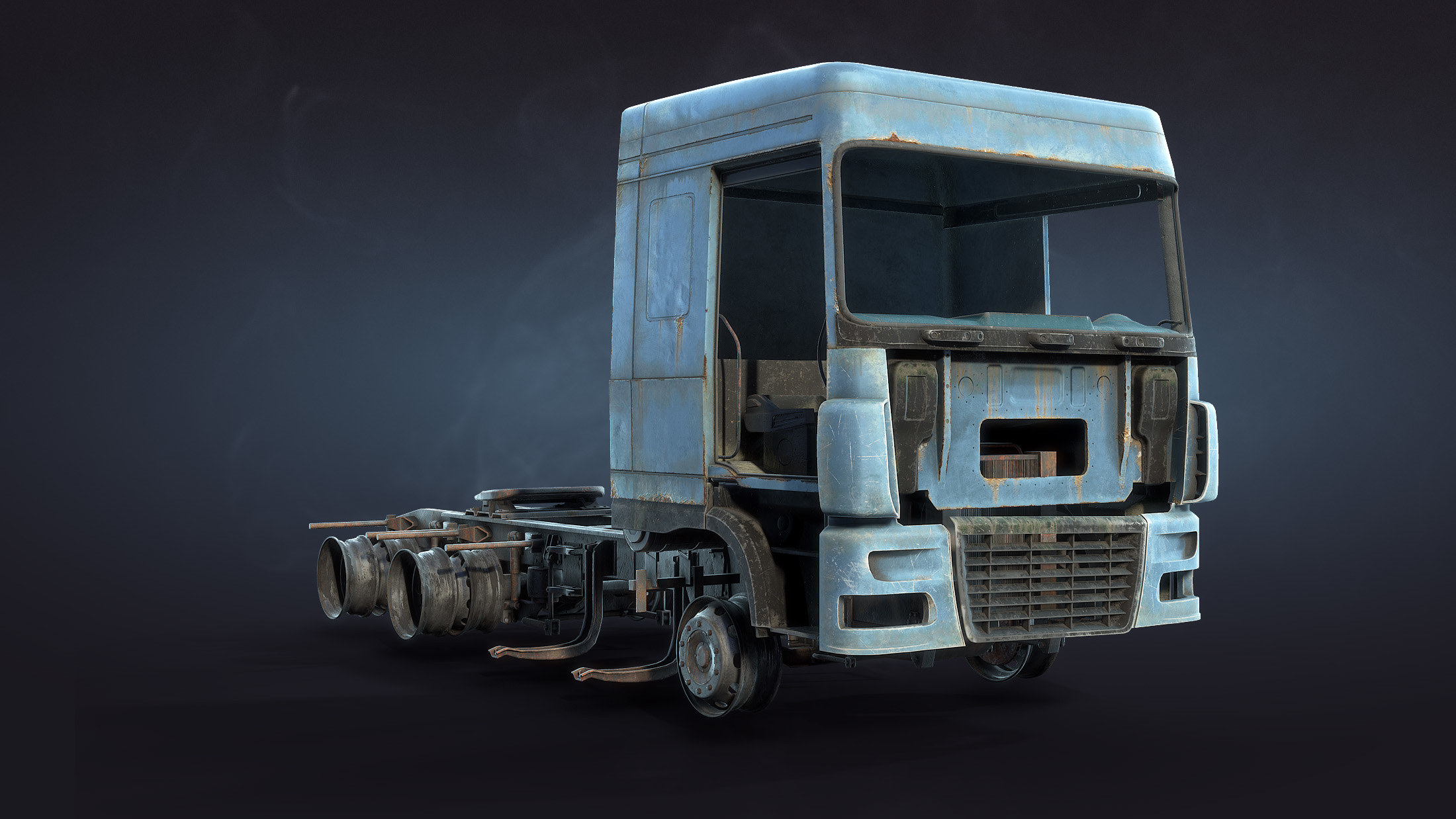 3D rusty semi-trailer truck cab - TurboSquid 1642999