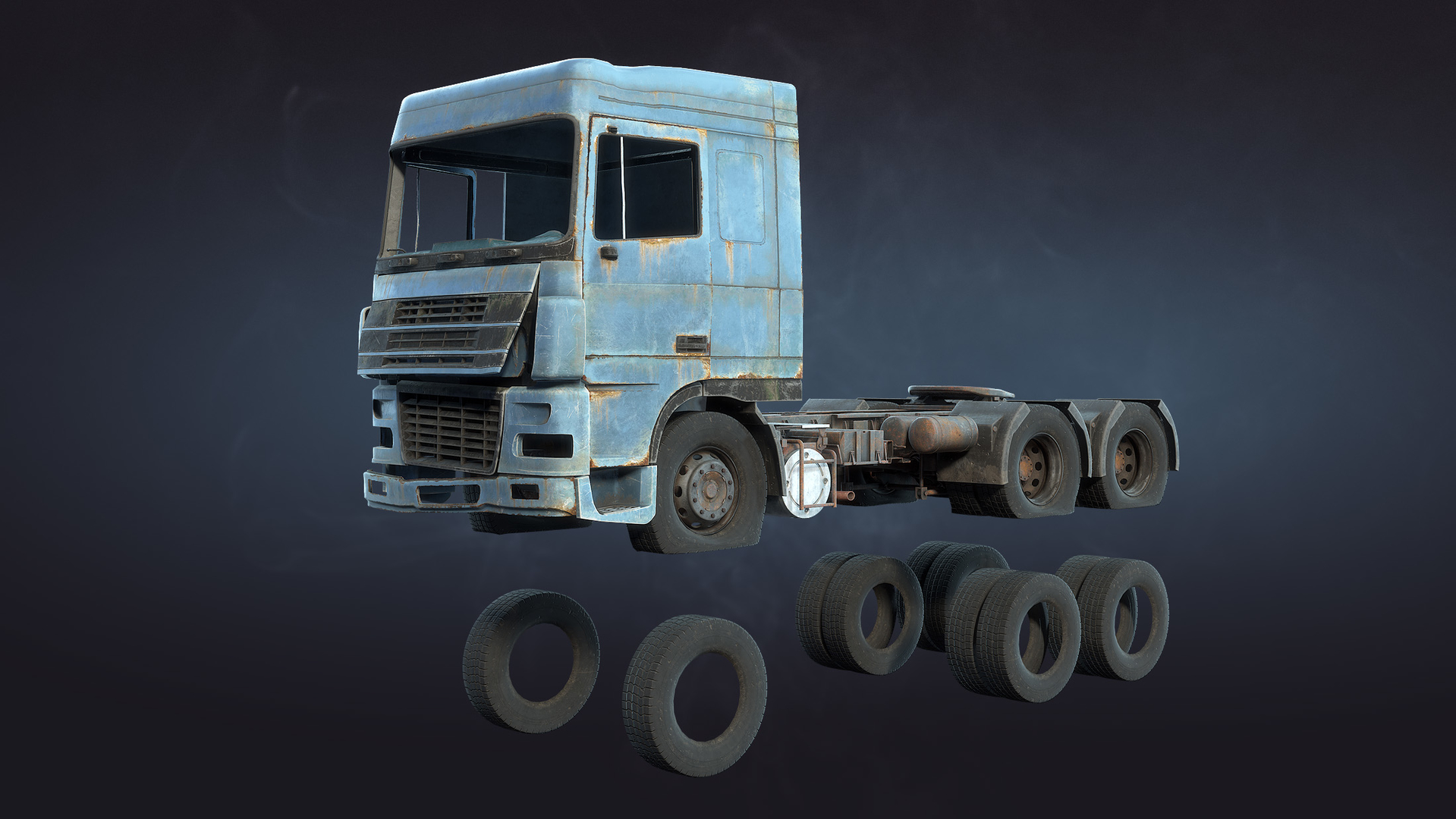 3D rusty semi-trailer truck cab - TurboSquid 1642999