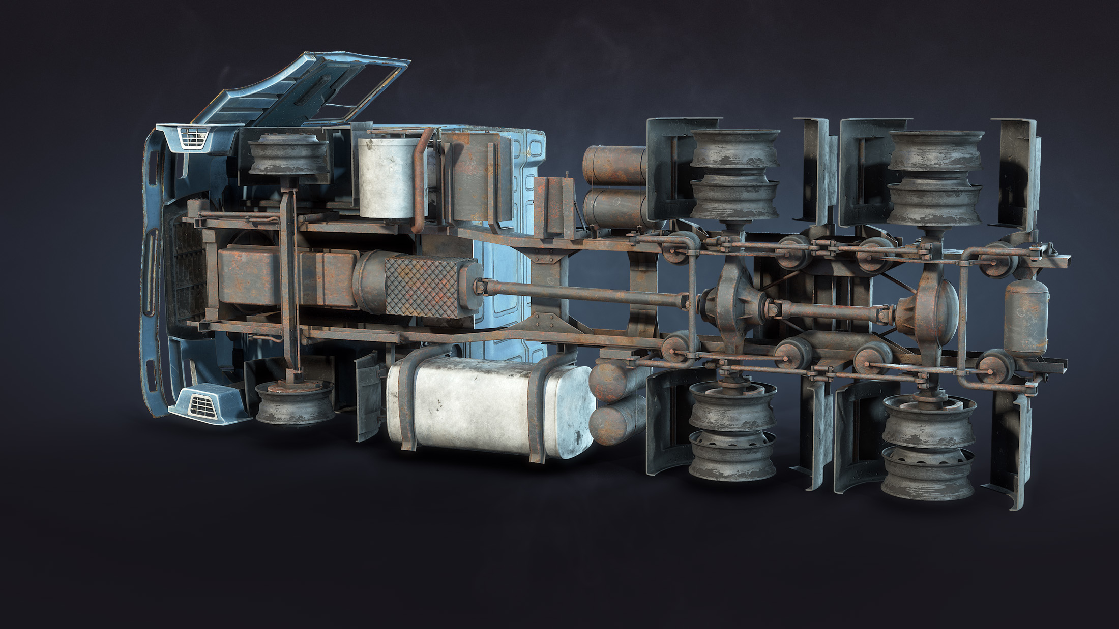 3D rusty semi-trailer truck cab - TurboSquid 1642999