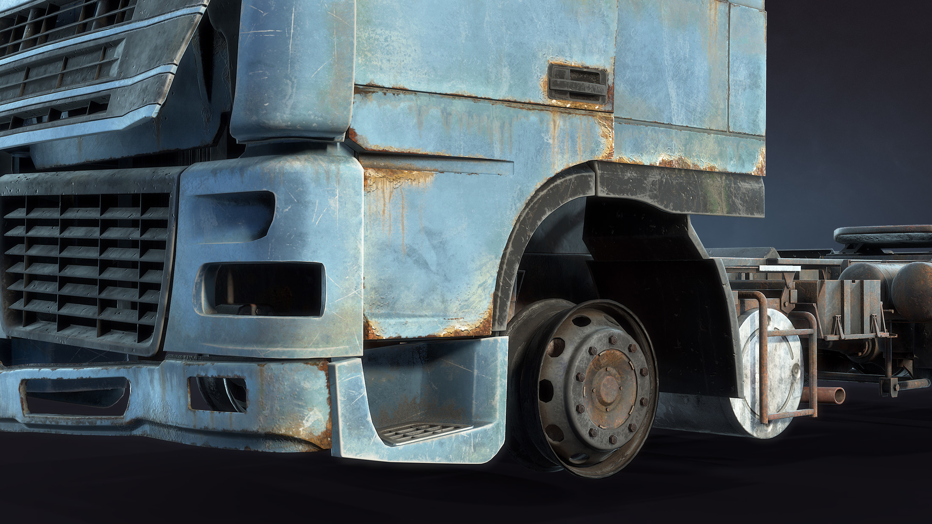 3D rusty semi-trailer truck cab - TurboSquid 1642999