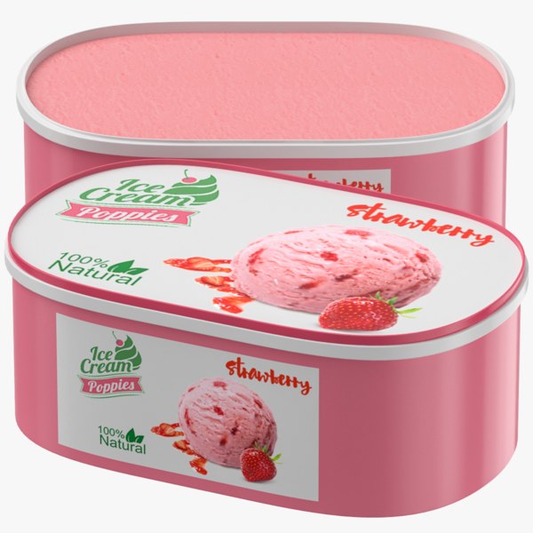 3D strawberry ice cream box - TurboSquid 1645863