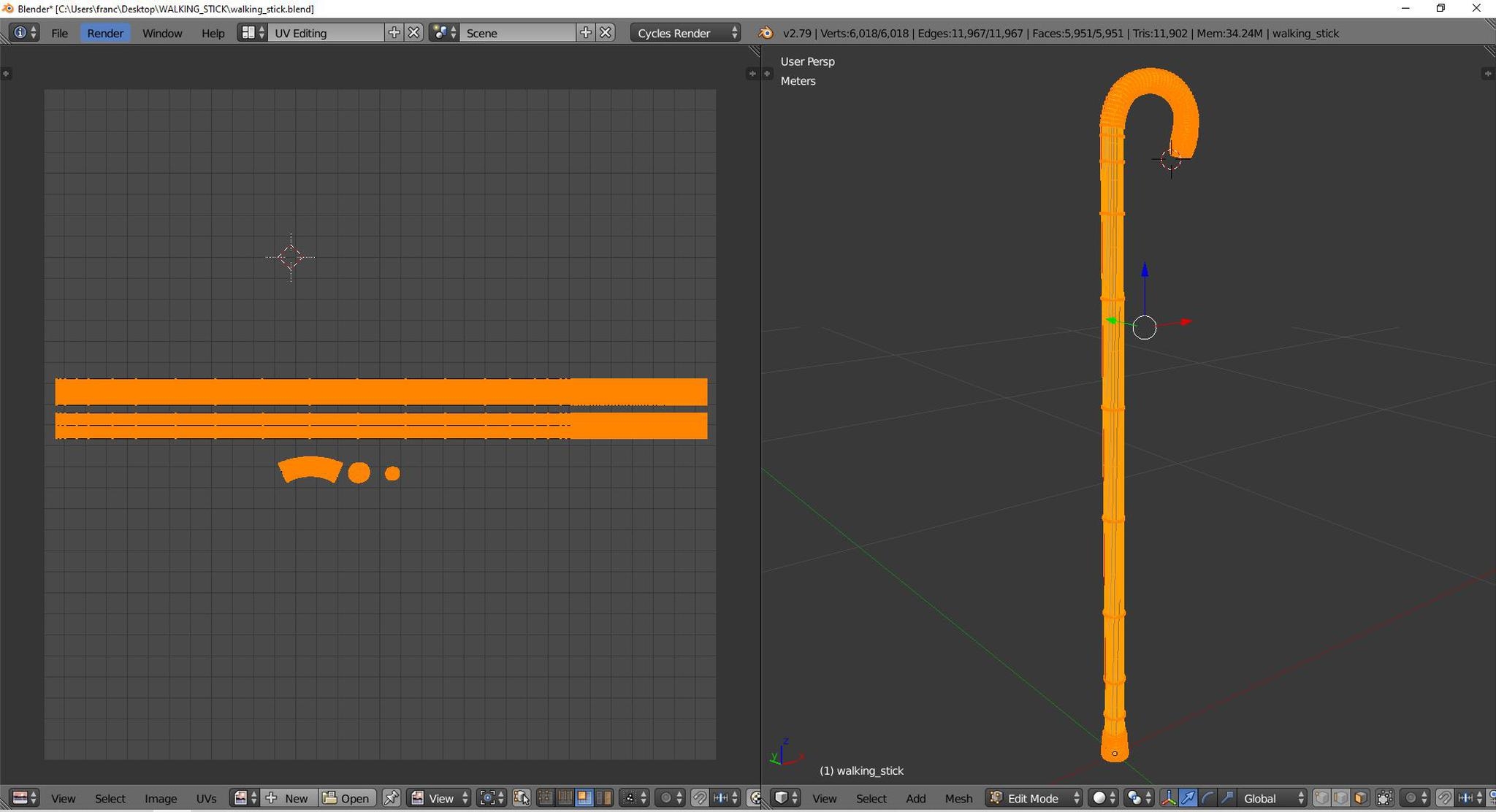 walking stick 3d 3ds