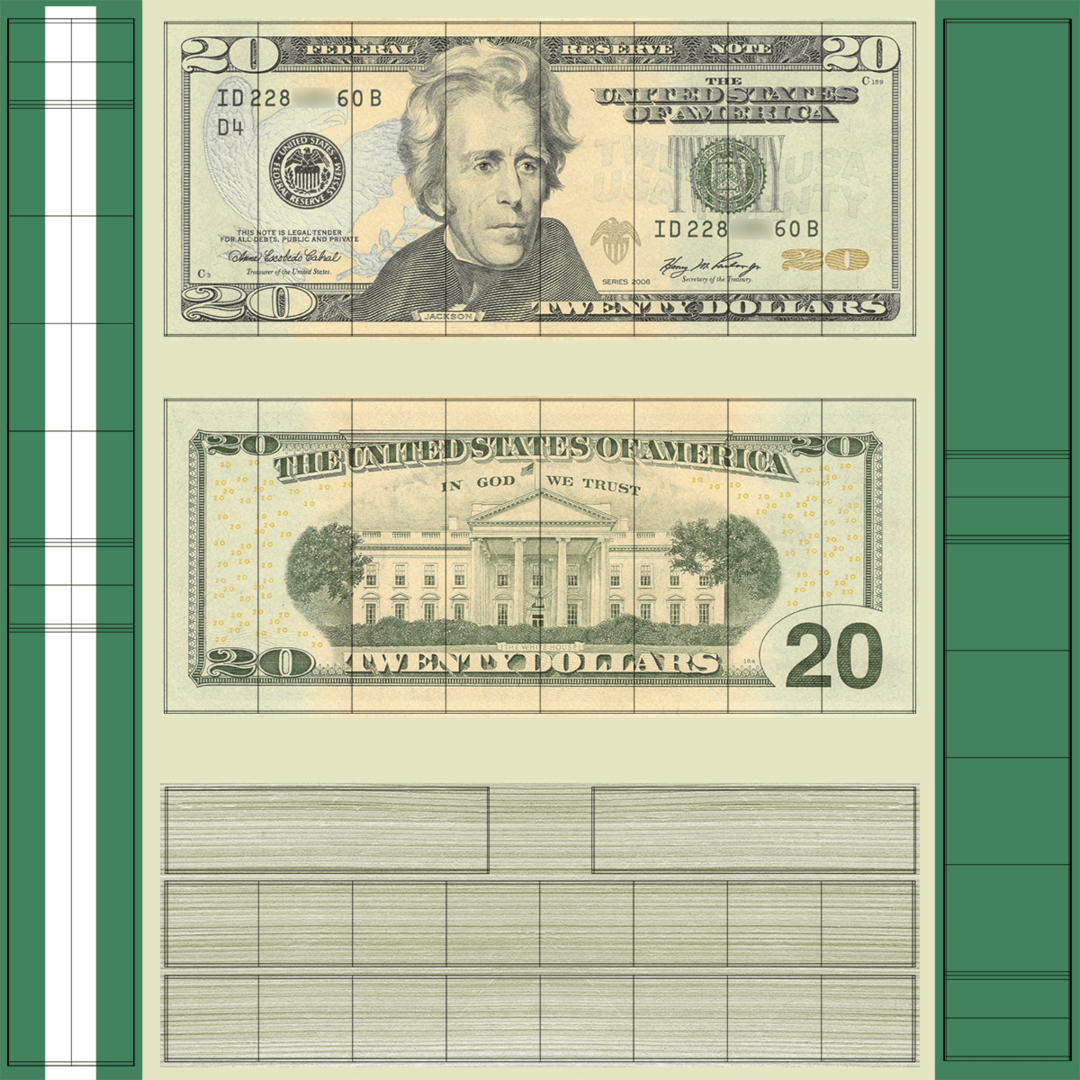 3D 20 dollar bill stack - TurboSquid 1646318