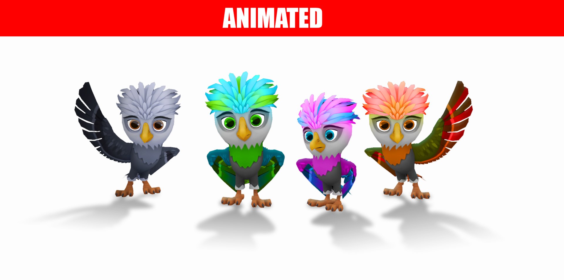 Cartoon birds pack animations model - TurboSquid 1634950